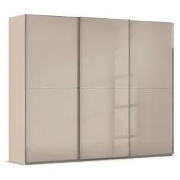 Schwebet&uuml;renschrank Rauch "Kleiderschrank Schrank Garderobe Schlafzimmerschrank SCALE-DUO", beige (fango, glas fango, griffleisten chrom), B:271cm H:223cm T:68cm, Holzwerkstoff, Schr&auml;nke, Schwebet&uuml;renschrank, edle zweigeteilte T&uuml;ren Glas-Front mit 3 Zierleisten MADE IN GERMANY