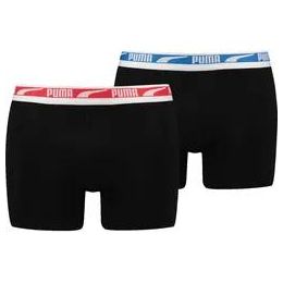 Boxershorts Puma "MEN MULTI LOGO BOXER 2P", Herren, Gr. XL, schwarz (schwarz combo), Obermaterial: 95% Baumwolle, 5% Elasthan, unifarben mit Farbeinsatz, eng, Unterhosen, Komfortbund