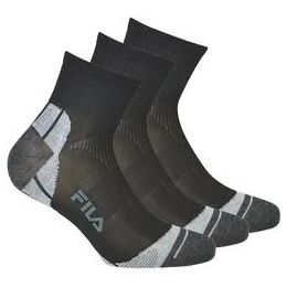 Kurzsocken Fila "Socken Fila QUARTER UNISEX SOCKS MULTISPORT 3P 3er Pack", Herren, Gr. 39-42, schwarz, Obermaterial: 87% Polyester PES. 10% Baumwolle CO. 3% Elasthan EL., Socken