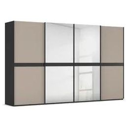 Schwebet&uuml;renschrank Rauch "Kleiderschrank Schrank Garderobe Schlafzimmerschrank SCALE-LINE", beige (schwarz, glas fango matt), B:360cm H:223cm T:68cm, Holzwerkstoff, Schr&auml;nke, Schwebet&uuml;renschrank, edle Optik mit Bauchbinde mit Glas/Spiegel-Front MADE IN GERMANY