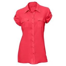 Hemdbluse Heine, Damen, Gr. 50, lila (erdbeere), 80% Viskose, 20% Baumwolle, unifarben, Blusen Hemdbluse
