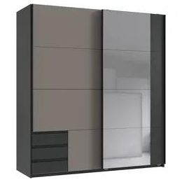 Schwebet&uuml;renschrank wimex "Emden moderner Kleiderschrank mit Spiegel und Schubladen", grau (sandgrau), B:180cm H:198cm T:64cm, Schr&auml;nke, Schwebet&uuml;renschrank, Schlafzimmer Schrank Garderobenschrank mit Schwebet&uuml;ren Topseller