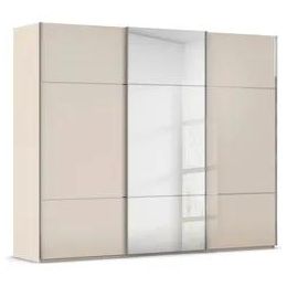 Schwebet&uuml;renschrank Rauch "Kleiderschrank Schrank Garderobe Schlafzimmerschrank SCALE-TRIO", beige (champagner, glas champagner, griffleisten chrom), B:271cm H:223cm T:68cm, Holzwerkstoff, Schr&auml;nke, Schwebet&uuml;renschrank, edle dreigeteilte Front mit 2 Zierleisten Spiegel/Glas MADE IN GERMANY