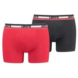 Levi's Boxershorts LEVI'S "Boxershort 2er Pack", Damen, Gr. L, rot (rot, dunkelgrau), Obermaterial: 95% Baumwolle CO. 5% Elasthan EL., Unterhosen