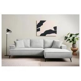 Ecksofa Home Affaire "TVINNU, L-Form, 275cm, in Cord und Leinenoptik", grau (hellgrau), B:275cm H:83cm T:173cm, Sofas, Ecksofa, wahlweise Recamiere rechts/links, schwarze F&uuml;&szlig;e, bequemer Sitzkomfort
