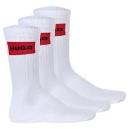 Kurzsocken Hugo "Socken 3P QS RIB LABEL CC 3er Pack", Herren, Gr. 43-46, wei&szlig;, Obermaterial: 76% Baumwolle CO. 21% Polyamid PA. 3% Elasthan EL., Socken