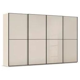 Schwebet&uuml;renschrank Rauch "Kleiderschrank Schrank Garderobe Schlafzimmerschrank SCALE-DUO", beige (champagner, glas champagner, griffleisten schwarz), B:360cm H:223cm T:68cm, Holzwerkstoff, Schr&auml;nke, Schwebet&uuml;renschrank, edle zweigeteilte T&uuml;ren Glas-Front mit 3 Zierleisten MADE IN GERMANY