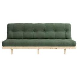 Schlafsofa KARUP DESIGN "Lean 200 Schlafsofa, G&auml;stebett, Sofa mit Futonmatratze", gr&uuml;n (olive gr&uuml;n), B:200cm H:73cm T:100cm, Bezug: 80% Baumwolle, 20% Polyester, Sofas, Schlafsofa, Inkl. Futonmatratze, Liegefl&auml;che 130x200 cm, FSC zertifizierte Kiefer