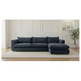 Ecksofa "Avelina", blau (dunkelblau), B:297cm H:77cm T:186cm, 100% Polyester, LeGer Home by Lena Gercke, Sofas, Ecksofa, Breite 297 cm, in Cord- und Chenille- Stoff, R&uuml;ckenkissen mit Federn