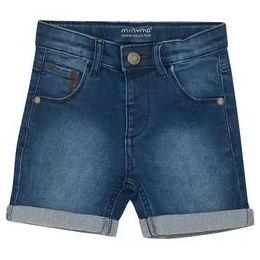 Shorts Minymo "Shorts MIShorts", Jungen, Gr. 98, N-Gr, blau (denim), Obermaterial: 80% Baumwolle CO. 19% Polyester PES. 1% Elasthan EL., Jeans Shorts
