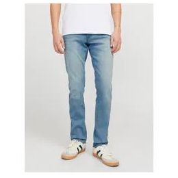 Jack & Jones Slim-fit-Jeans JACK & JONES "JJIGLENN &ndash; Jeans mit Stretch, niedriger Leibh&ouml;he und Taschen", Herren, Gr. 29, L&auml;nge 32, blau (blau, denim), Denim/Jeans, Obermaterial: 100% Baumwolle, Abriebeffekte, slim fit kn&ouml;chellang, Jeans Slim-fit-Jeans, Baumwollmischung, slim fit