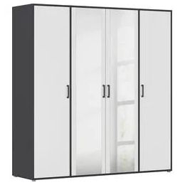 Dreht&uuml;renschrank Rauch "Kleiderschrank Schrank Garderobe W&auml;scheschrank VOYAGER", grau (graumetallic, alpinwei&szlig;), B:187cm H:194cm T:53cm, Holzwerkstoff, Schr&auml;nke, Dreht&uuml;renschrank, mit modernen Griffen in Graumetallic und Spiegel