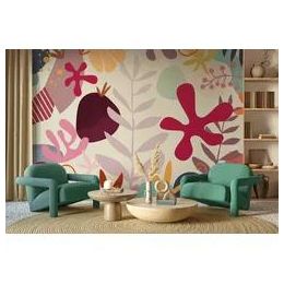 Fototapete Komar "Komar Vlies Fototapete - Happy Corals - Gr&ouml;&szlig;e 350 x 250 cm", lila (modern), H:1,4m L:2,5m, Vlies, Tapeten