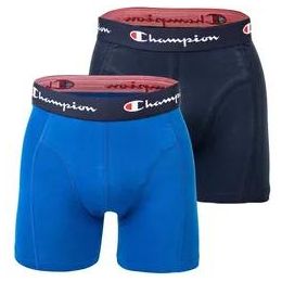 Boxershorts Champion "Boxershort 2er Pack", Herren, Gr. S, blau (blau, marine), Obermaterial: 95% Baumwolle CO. 5% Elasthan EL., Unterhosen