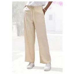 Schlupfhose Lascana, Damen, Gr. 36, N-Gr, beige (sand), Web, Obermaterial: 100% Lyocell, unifarben, figurumspielend lang, Hosen Schlupfhose, mit Bindeband, Palazzohose aus Lyocell mit Taschen