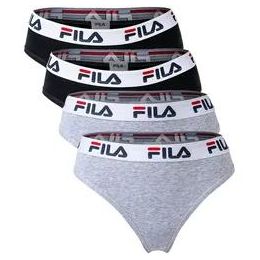 Slip Fila "Slip 4er Pack", Damen, Gr. XS, schwarz (schwarz, grau), Obermaterial: 95% Baumwolle CO. 5% Elasthan EL., Unterhosen Slip