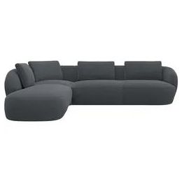 Ecksofa FLEXLUX "Torino, rund, L-Form, Sofa-Ecke mit Ottomane", grau (anthrazit), B:296cm H:85cm T:237cm, Sofas, Ecksofa, Modernes, organisches Sofa-Design, Kaltschaum, Wellenunterfederung