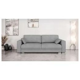 3-Sitzer Home Affaire "Stevinson Schlafsofa mit Bettkasten, Ma&szlig;e B/H/T: 229/87/97 cm", grau (hellgrau), B:229cm H:87cm T:97cm, 100% Polyester, Sofas, mit Wellenunterfederung, 2 R&uuml;ckenkissen und 2 Zierkissen