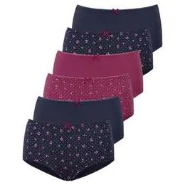 Hipster Petite Fleur, Damen, Gr. 32/34, blau (navy, berry), Single Jersey, Obermaterial: 95% Baumwolle, 5% Elasthan, gemustert, unifarben, Unterhosen, aus elastischer Baumwolle