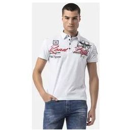 Cipo & Baxx Poloshirt CIPO & BAXX, Herren, Gr. M, wei&szlig;, Jersey, Obermaterial: 95% Baumwolle, 5% Elasthan, bedruckt, regular fit normal, Shirts