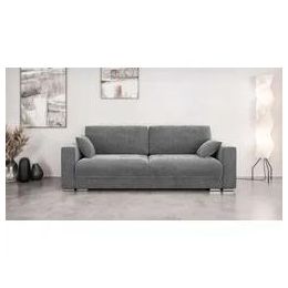 3-Sitzer Home Affaire "Stevinson Schlafsofa mit Bettkasten, Ma&szlig;e B/H/T: 229/87/97 cm", grau (dunkelgrau), B:229cm H:87cm T:97cm, 100% Polyester, Sofas, mit Wellenunterfederung, 2 R&uuml;ckenkissen und 2 Zierkissen