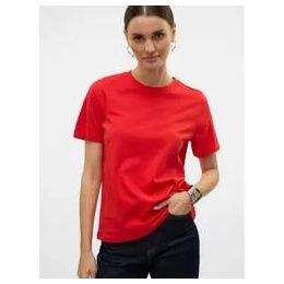 V&eacute;ro Moda Kurzarmshirt VERO MODA "VMPAULINA SS T-SHIRT GA JRS NOOS", Damen, Gr. S, rot (high risk rot), Jersey, Obermaterial: 100% Baumwolle, unifarben, normal, Rundhals, Shirts, Baumwolle, regular fit