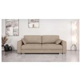 3-Sitzer Home Affaire "Stevinson Schlafsofa mit Bettkasten, Ma&szlig;e B/H/T: 229/87/97 cm", beige, B:229cm H:87cm T:97cm, 100% Polyester, Sofas, mit Wellenunterfederung, 2 R&uuml;ckenkissen und 2 Zierkissen
