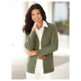 Strickjacke Classic Basics, Damen, Gr. 44, gr&uuml;n (khaki), 100% Polyacryl, unifarben, Strickjacken Strickjacke