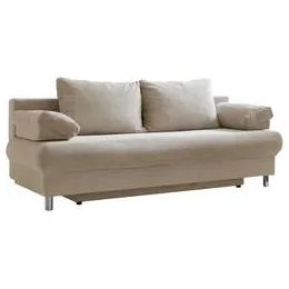 Schlafsofa Home Affaire "Como", beige (ecru), B:196cm H:43cm T:53cm, 92% Polyester, 8% Nylon, Sofas, Schlafsofa, 2-Sitzer, Federkern, Breite 196 cm, inkl. R&uuml;cken.-und Armlehnenkissen