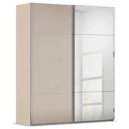 Schwebet&uuml;renschrank Rauch "Kleiderschrank Schrank Garderobe Schlafzimmerschrank SCALE-TRIO", beige (fango, glas fango, griffleisten chrom), B:181cm H:223cm T:67cm, Holzwerkstoff, Schr&auml;nke, Schwebet&uuml;renschrank, edle dreigeteilte Front mit 2 Zierleisten Spiegel/Glas MADE IN GERMANY