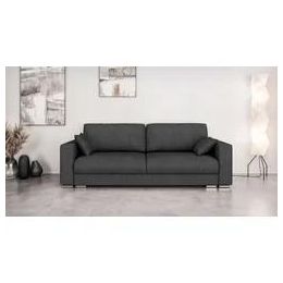 3-Sitzer Home Affaire "Stevinson Schlafsofa mit Bettkasten, Ma&szlig;e B/H/T: 229/87/97 cm", grau (anthrazit), B:229cm H:87cm T:97cm, 100% Polyester, Sofas, mit Wellenunterfederung, 2 R&uuml;ckenkissen und 2 Zierkissen