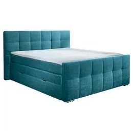 Boxspringbett Home Affaire "Ros&agrave;", blau, B:204cm L:224cm, Komplettbetten, Boxspringbett, H3/H3, H3/H4, H4/H4 m&ouml;glich