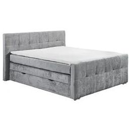 Boxspringbett Home Affaire "Ros&agrave;", silber (silberfarben), B:204cm L:224cm, Komplettbetten, Boxspringbett, H3/H3, H3/H4, H4/H4 m&ouml;glich
