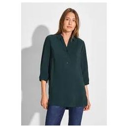 Longbluse Cecil, Damen, Gr. S (38), gr&uuml;n (fir gr&uuml;n), Stoff, 84% Modal, 16% Polyester, unifarben, gerade normal, V-Ausschnitt, B&uuml;ndchen, Blusen Longbluse, mit 3/4 &Auml;rmeln