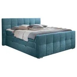 Boxspringbett Home Affaire "Ros&agrave;", blau, B:204cm L:224cm, Komplettbetten, Boxspringbett, H3/H3, H3/H4, H4/H4 m&ouml;glich