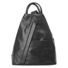 Cityrucksack Samantha Look, Damen, Gr. B/H/T: 30cm x 24cm x 13cm, onesize, schwarz, Leder, Rindsleder, Rucks&auml;cke Cityrucksack, echt Leder, Made in Italy
