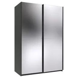 Kleiderschrank wimex "Mugano, B/T/H 135 oder 180/65/198cm, Made in Germany", grafit, griffe schwarz, B:135cm H:198cm T:65cm, Holzwerkstoff, Schr&auml;nke, Kleiderschrank, 2 Schwebet&uuml;ren mit oder ohne Spiegel, Metallgriffe