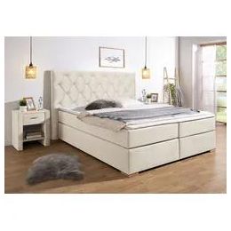 Boxspringbett Home Affaire "Chalon, in verschiedenen Breiten", beige, B:223cm L:210cm, Komplettbetten, Boxspringbett, inkl. Topper, wahlweise in H2, H3 oder H4 erh&auml;ltlich