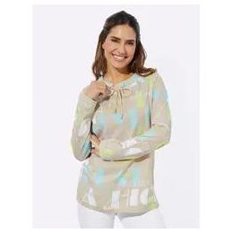 Langarmshirt Classic Basics "Langarm-Shirt", Damen, Gr. 38, gr&uuml;n (sand, mint, bedruckt), 100% Baumwolle, gemustert, mehrfarbig, Rundhals, Shirts Langarmshirt