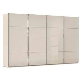 Schwebet&uuml;renschrank Rauch "Kleiderschrank Schrank Garderobe Schlafzimmerschrank SCALE-TRIO", beige (champagner, glas champagner, griffleisten chrom), B:360cm H:223cm T:68cm, Holzwerkstoff, Schr&auml;nke, Schwebet&uuml;renschrank, edle dreigeteilte Front mit 2 Zierleisten Glasfront MADE IN GERMANY