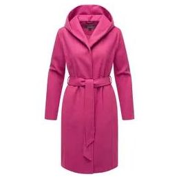 Kurzmantel Marikoo "Kailii", Damen, Gr. XS, rosa (sweet berry), 90% Polyester, 10% Viskose, M&auml;ntel Kurzmantel, Eleganter Wickel Mantel mit Tailleng&uuml;rtel und Oversized Hood Kapuze