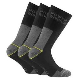Kurzsocken Rohner Socks "Socken Power Worker Wilmax 3er Pack 3er Pack", Herren, Gr. 43-46, schwarz (schwarz, grau), Obermaterial: 64% Baumwolle CO. 27% Polyester PES. 9% Polyamid PA., Socken