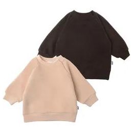 Sweatshirt Liliput, M&auml;dchen, Gr. 62/68, braun (beige, dunkelbraun), 80% Baumwolle, 20% Polyester, unifarben, normal, Rundhals, Sweatshirts Sweatshirt, mit B&uuml;ndchen an den &Auml;rmeln