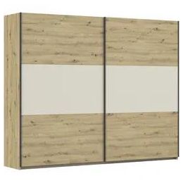 Schwebet&uuml;renschrank Rauch "Kleiderschrank Schrank Garderobe Garderobenschrank W&auml;scheschrank NEO", beige (eiche artisan, beige (champagner)), B:261cm H:210cm T:59cm, Holzwerkstoff, Schr&auml;nke, Schwebet&uuml;renschrank, mit gro&szlig;z&uuml;gigem Stauraum und vielf&auml;ltigen Farbkombinationen