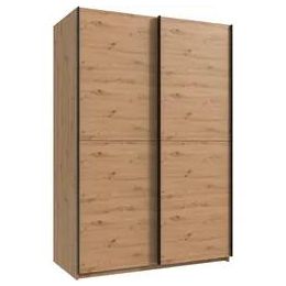 Kleiderschrank wimex "Mugano, B/T/H 135 oder 180/65/198cm, Made in Germany", schwarz (artisan, eiche nachbildung, griffe schwarz), B:135cm H:198cm T:65cm, Holzwerkstoff, Schr&auml;nke, Kleiderschrank, 2 Schwebet&uuml;ren mit oder ohne Spiegel, Metallgriffe