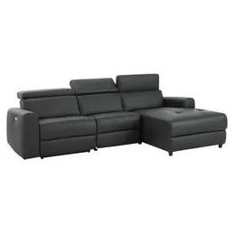 Ecksofa Home Affaire "Sentrano, L-Form", grau, B:275cm H:82cm T:164cm, NaturLEDER/Kunstleder (Das Leder hat eine Dicke von 0, 9-1, 0 mm);Kunstleder;Webstoff (95% Polyester, 5% Nylon);Struktur fein (95% Polyester, 5% Nylon), Sofas, Ecksofa, 275 cm, man. o. elektr. Relaxfunktion und USB/Kopfverstellung