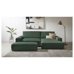 Polsterecke Home Affaire "SHERWOOD XXL tief, L-Form, Schlaffunktion, Bigsofa, Cord, Leinenoptik", gr&uuml;n (dunkelgr&uuml;n), B:284cm H:90cm T:135cm, 100% Polyester, Sofas, stellbar zum Schlafsofa (Krokodilverbinder), Cord, Leinenoptik