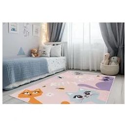 Kinderteppich Obsession "Magic Kids ML 104", rosa, B:115cm H:8mm L:160cm, Polyester, Teppiche, Kinderteppich, niedliches Katzen Motiv, waschbar, Kinderzimmer