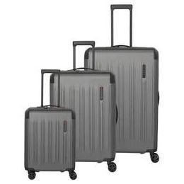 Trolleyset Travelite "DYNAMIIC S/M/L, verschiedene Farben", grau (anthrazit), ABS, unifarben mit Farbeins&auml;tzen, Koffer-Sets, Hartschalen-Koffer ABS Volumenerweiterung bei M/L