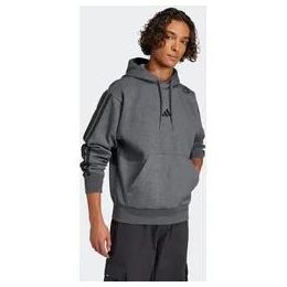 Kapuzensweatshirt Adidas SPORTSWEAR "ESSENTIALS 3-STREIFEN HOODIE", Herren, Gr. XL, grau (dunkelgrau heather, schwarz), Obermaterial: 55% Baumwolle, 36% Polyester, 9% Viskose, angesetztes B&uuml;ndchen, Sweatshirts